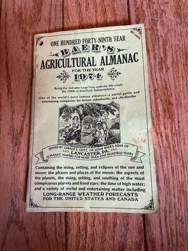 Vintage 1974 Baer's Agricultural Almanac Paper Booklet Lancaster PA ...