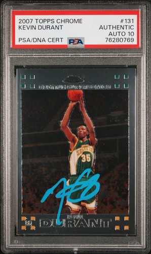 Kevin Durant Signed 2007 Topps Chrome Rookie Card #131 Psa/Dna 10 AUTO ...