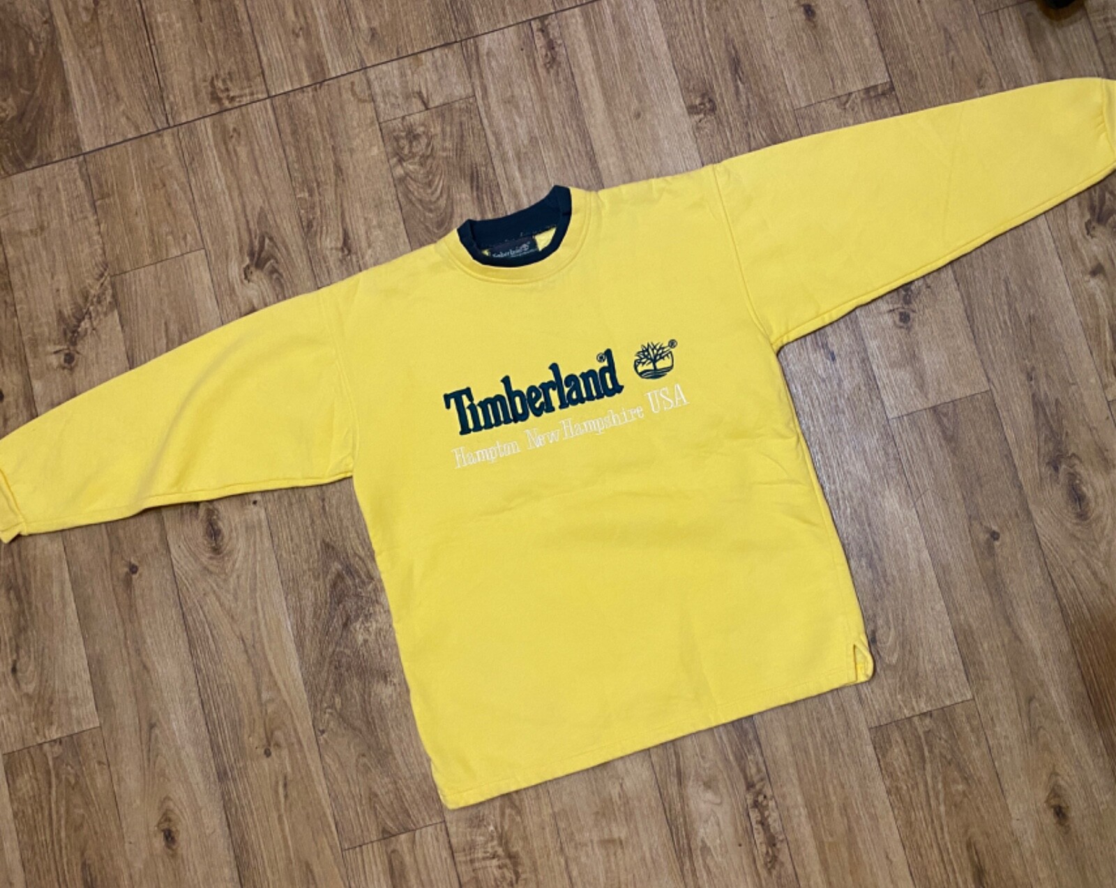 Vintage Timberland Sweatshirt Mens Mustard Yellow Spell Out Weathergear ...