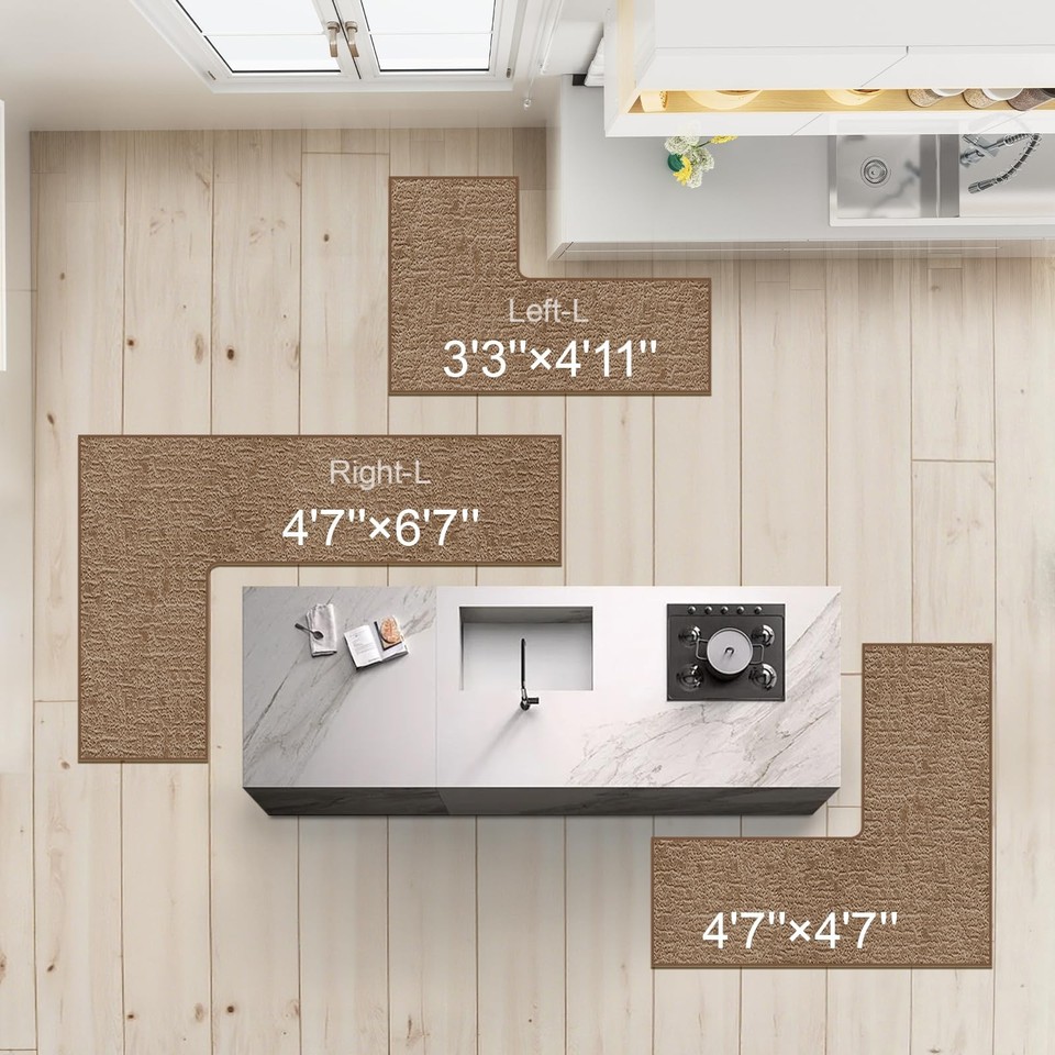 Washable Corner Kitchen Mat, L Shape Rug for Island Table, Super ...