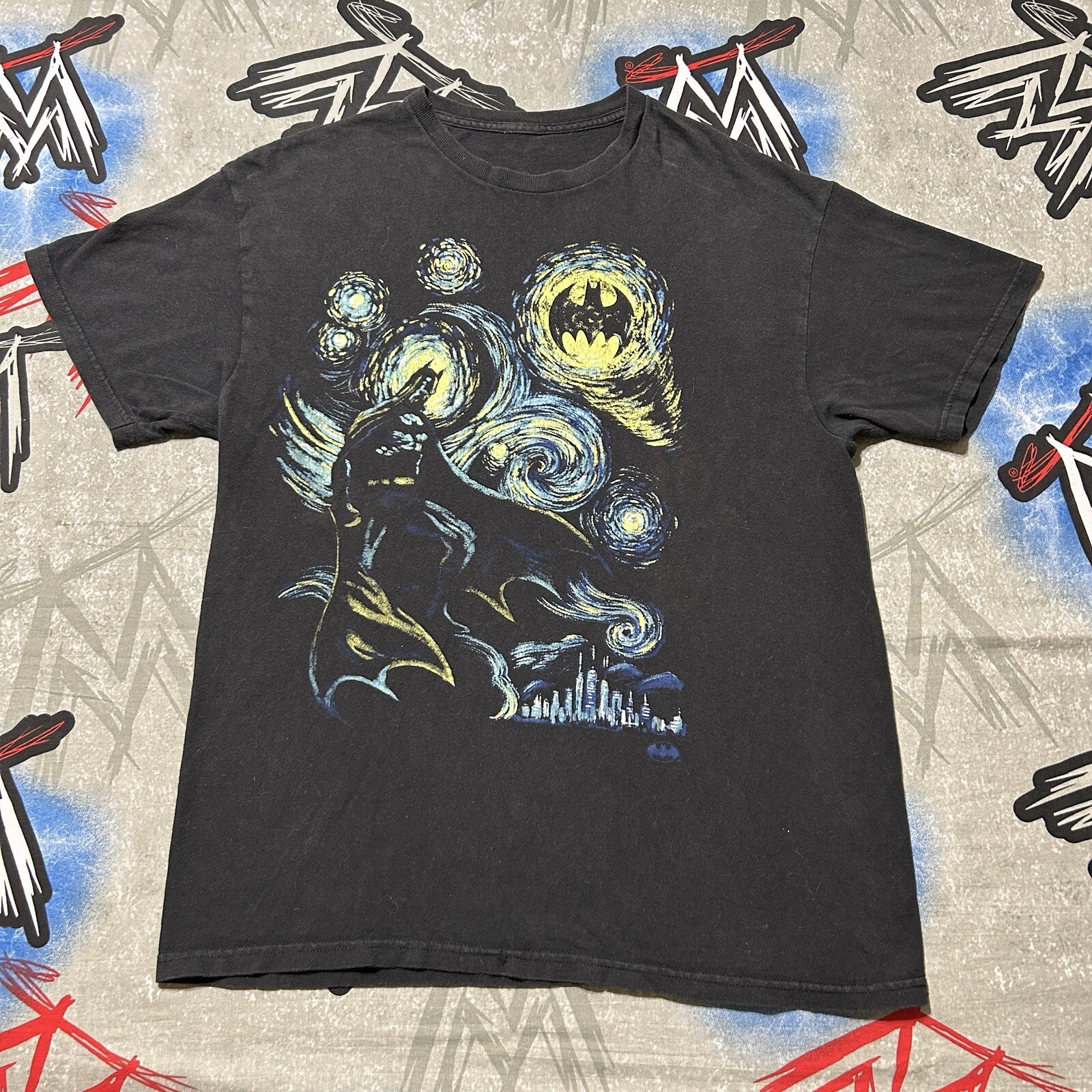 Batman Picasso Starry Night DC Comics Men's L T-Shirt - Gem