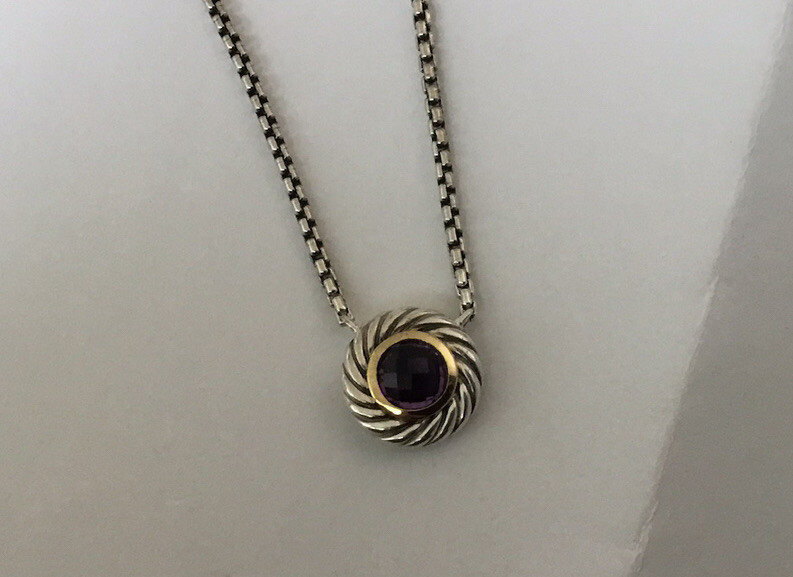 David Yurman Silver 18k And Amethyst Cable Cookie Pen… - Gem