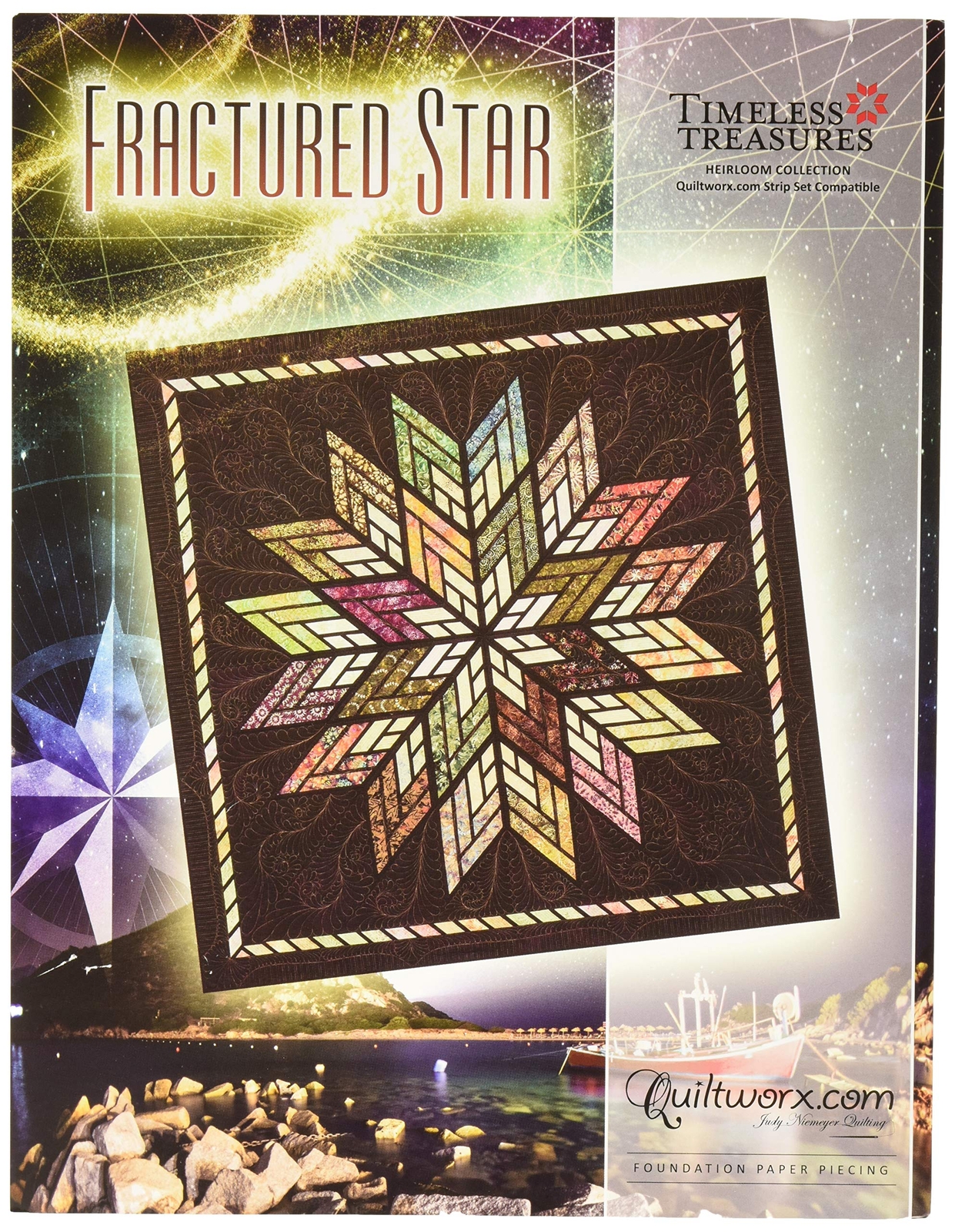 Fractured Star Foundation Paper Piece Quilt Pattern Finishes 80" x 80 ...