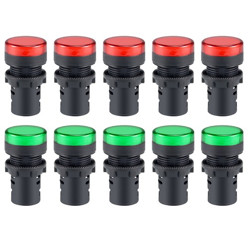 10pcs AC/DC 110V Indicator Lights Red+Green LED, Flush Panel Mount 7/8 ...