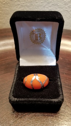 DESIGNER ALAN K sterling silver beautiful ring Size 6 Orange Murano ...