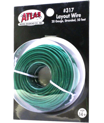 Atlas ~ New 2025 ~ Model Train Layout Dropper Wire ~ Green ~ 50' ~ 20 ...