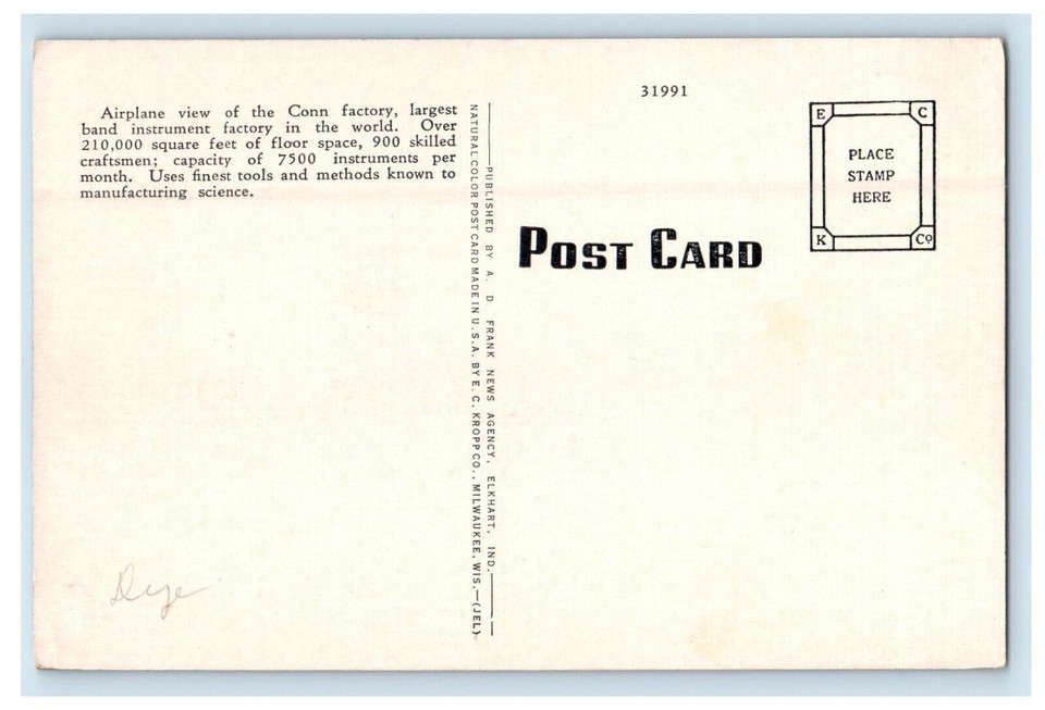 c1910 Air View, Conn Band Instrument Co. Elkhart Indiana IN Postcard | eBay