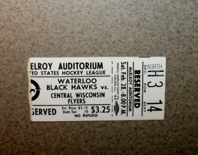 Waterloo Black Hawks 2/28/1976 USHL Ticket Stub vs Central Wisconsin ...