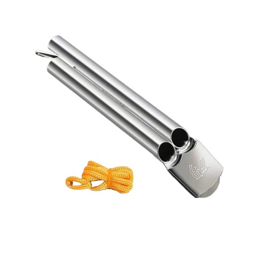 Loud Double Tube Whistle Survival Whistle Stainless Steel Safety ...