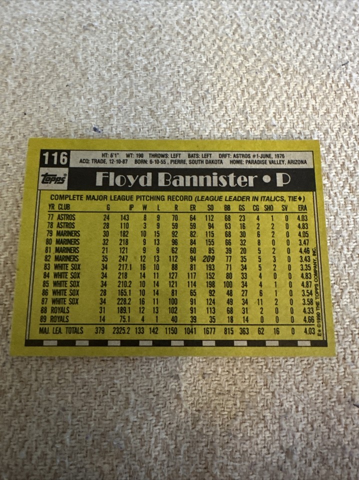 1990 Topps 116 Floyd Bannister Kansas City Royals | eBay