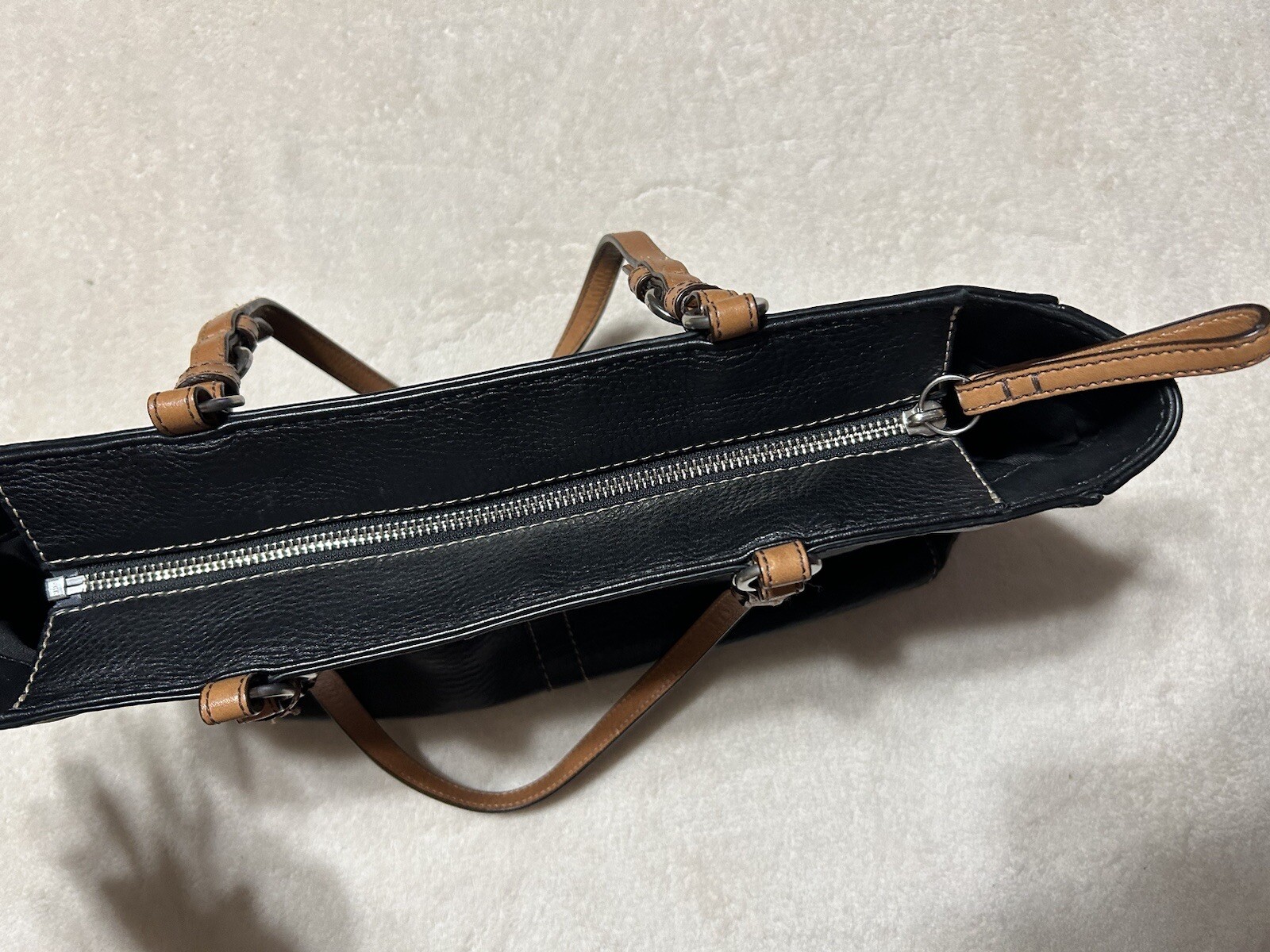 Coach Handbag Chelsea 10892 Pebbled Black Tan Leather Tote Bag Tote ...