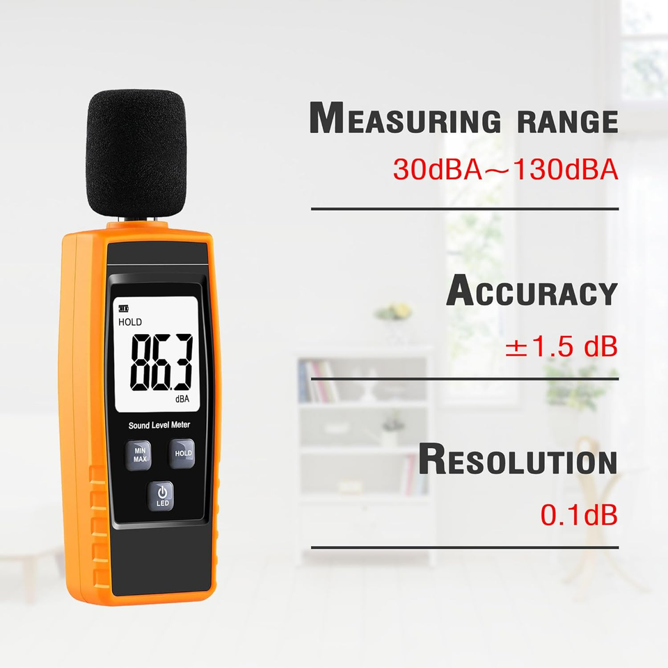 Hand-Held Sound Level Meter, 30~130 Db Decibel Noise Measurement Tester ...