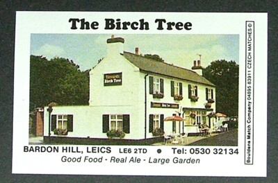 Matchbox label Pub Inn The Birch Tree Bardon Hill Coalville Leicester ...
