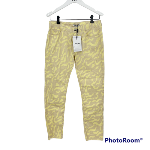 Max & Moi Pants Yellow Womens Printed Straight Leg Frayed Hem 5-Pocket ...