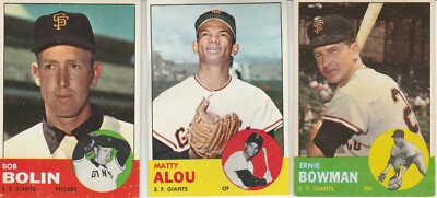 1963 baseball GIANTS vintage Topps partial team set 3 cards lot | eBay