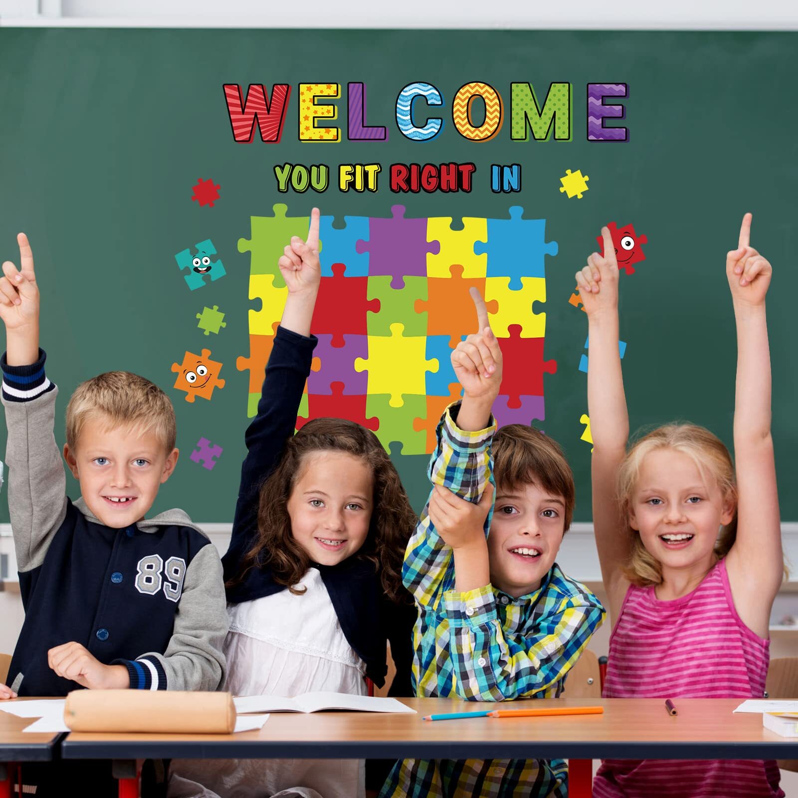 Welcome Bulletin Board Set with Puzzle Pieces for Classroom Decorations ...
