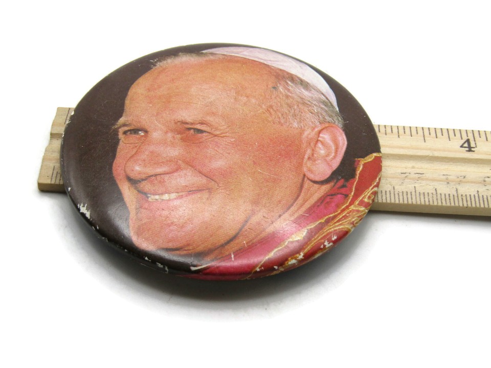 Vintage Pope John Paul II Pinback Button Catholic Religious Portrait ...