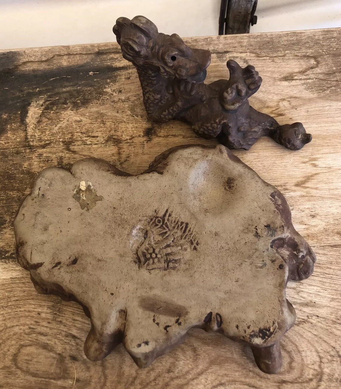 JIM RUMPH 1971 Signed MIDCENTURY SMOKING DRAGON ASHTRAY Handmade ...