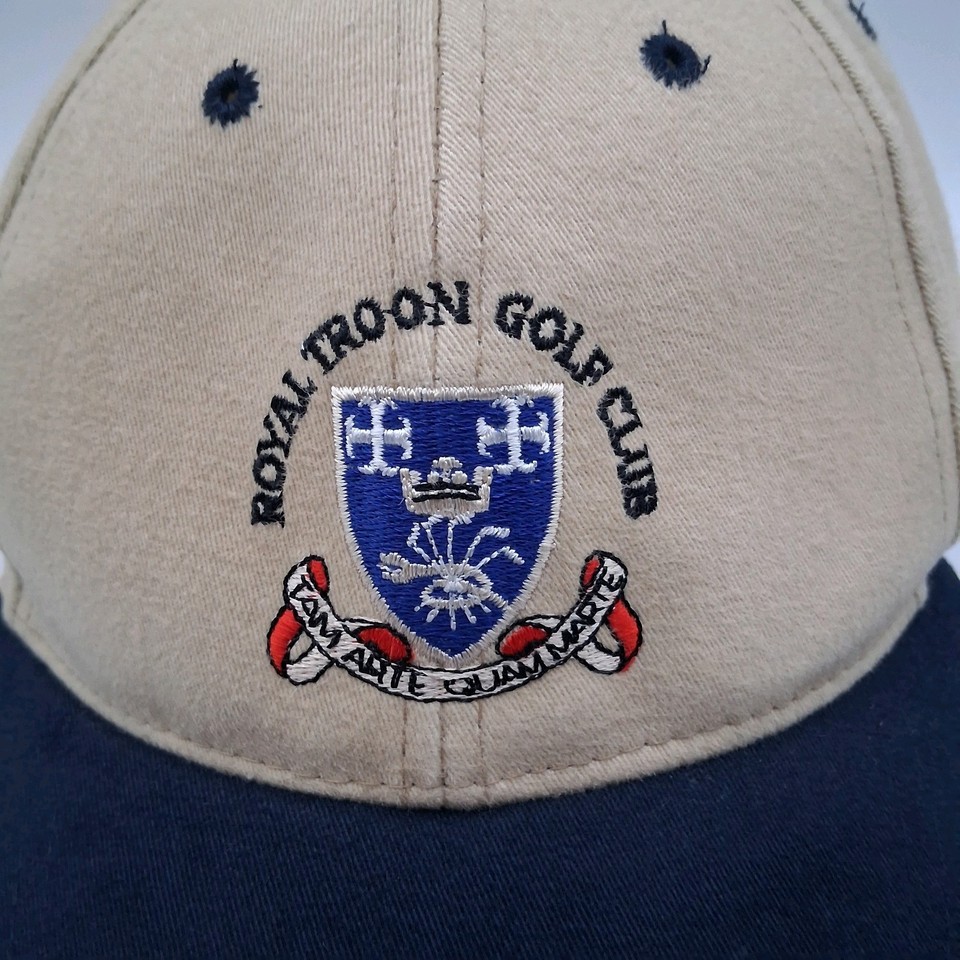 Royal Troon Scotland Golf Club Hat Official Cap Strap Back Beige Blue ...