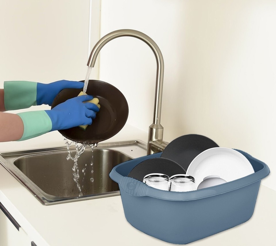 2 x 39cm Large Rectangular PLASTIC Washing Bowl 5L Capacity Sink Basin ...