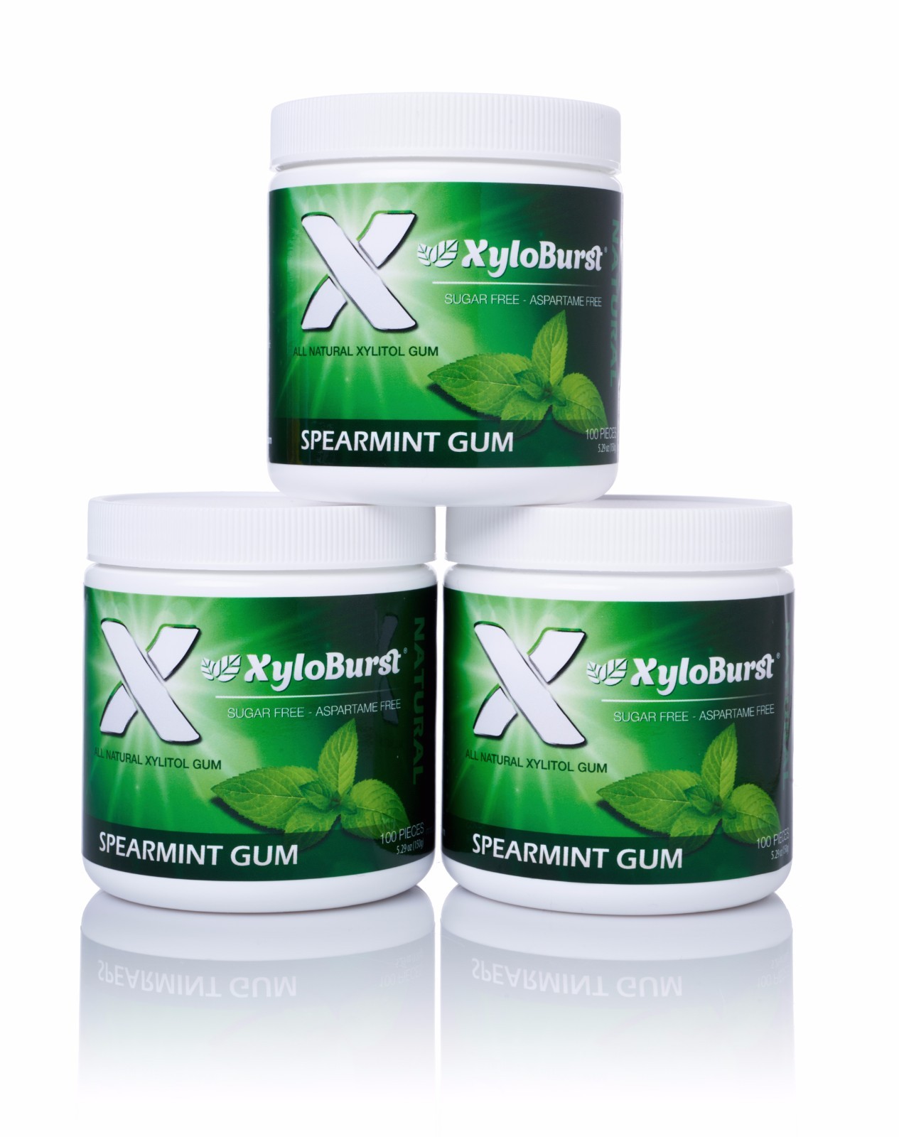Xyloburst Spearmint All Natural Aspartame Free Xylitol Gum 100 Count ...