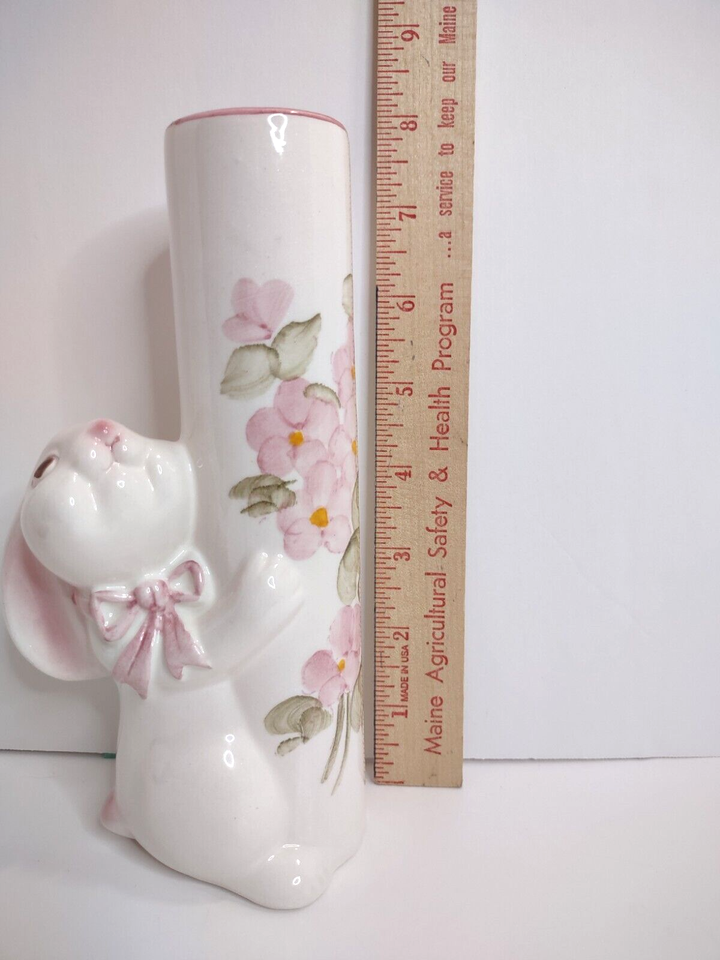 Vintage Ceramic Weiss Easter Bunny Rabbit Bud Vase 1987 Hand Painted ...