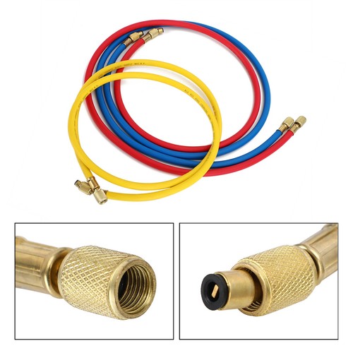 3Pcs 60" 5Ft HVAC 1/4" SAE 500PSI Charging Hoses AC Refrigerant R1 Y | eBay