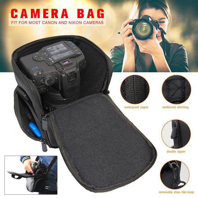 DSLR SLR Camera Shoulder Bag Case Waterproof Shockproof For Canon Nikon ...