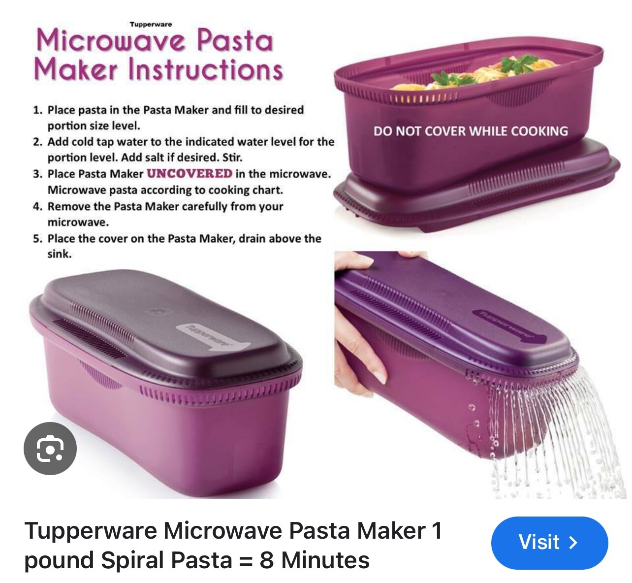 TUPPERWARE Microwave Pasta Maker purple | eBay