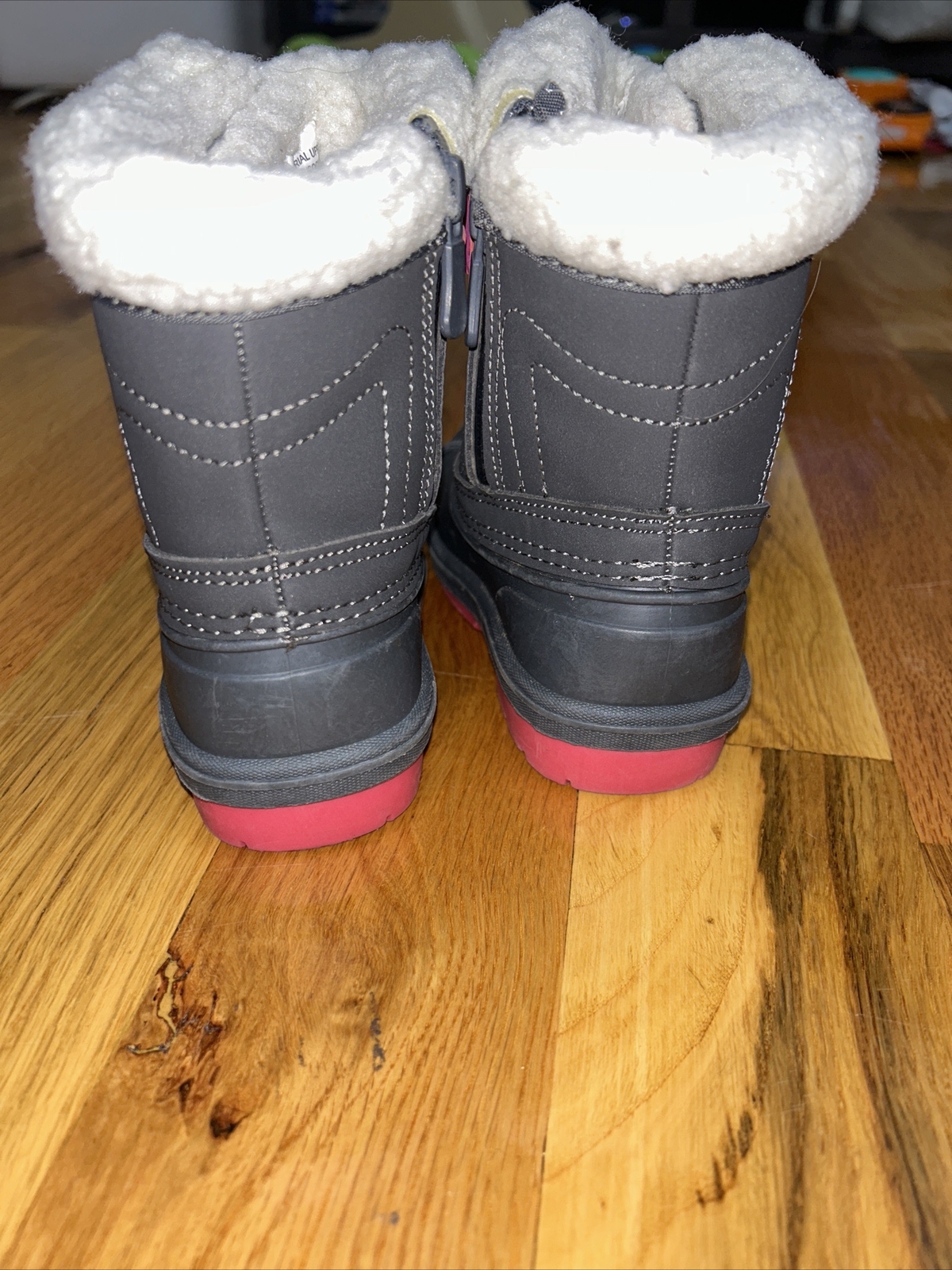 Toddler Girls Cat & Jack Winter Snow Boots Size 6 EUC Pink And Gray | eBay