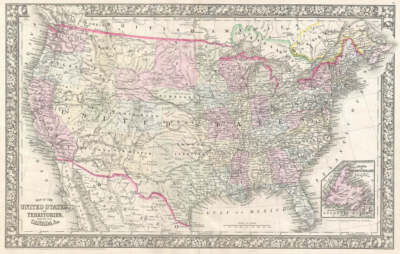 Map of the United States, 1866 by Ward Maps Art Print Vintage USA ...