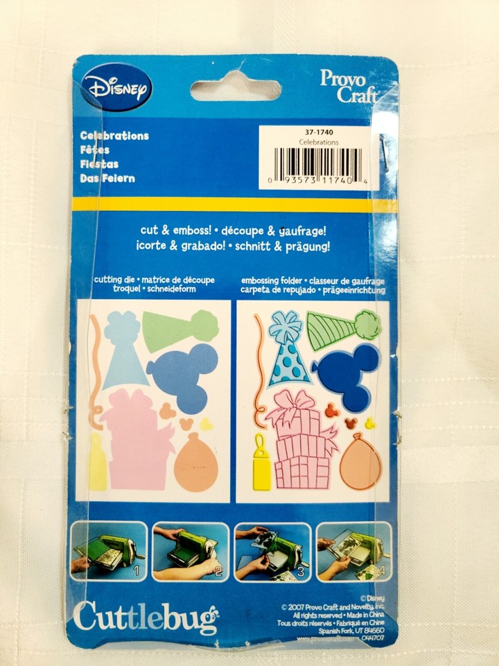 Disney Mickey Mouse Celebrations Cut & Emboss Die & Embossing Folder 37 ...