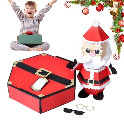 Handmade Christmas Pop Up Greeting Cards Santa Surprising Box Friends ...