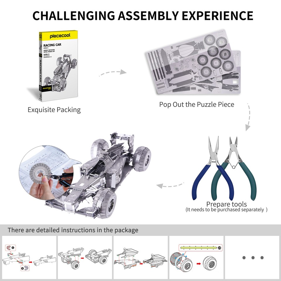 Piececool 3d Model Kits Racing Car Metal Model Puzzles Holiday Gifts ...