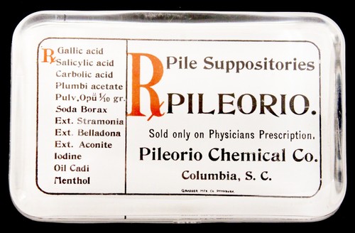 Antique Rectangle Glass Paperweight Medical Suppositories Pileorio ...
