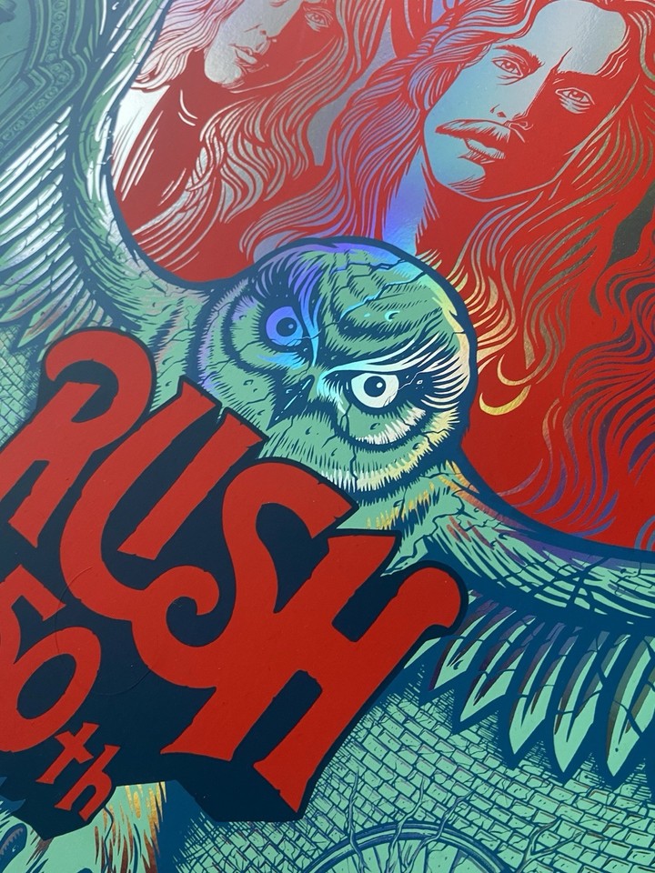 RUSH VERY RARE 50TH ANNIVERSARY Rainbow FOIL POSTER Signed Numbered AP ...