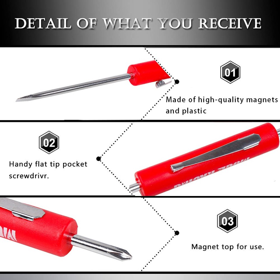 (10) Ten Red Snap On Pocket Screwdriver Phillips Flat Tip Screwdriver ...