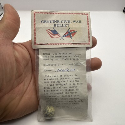 Civil War Relic .69 Caliber Round Musket Ball Bullet Atlanta,Georgia ...