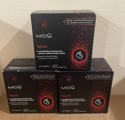 MitoQ +Heart Premium CoQ10 Antioxidant supplement 60 CT- EXP 02/27 -3 ...