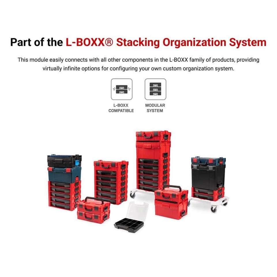 Shallow Stacking Tool Box(L-BOXx1)w/17-Piece Organizer Bin Set and Lid ...