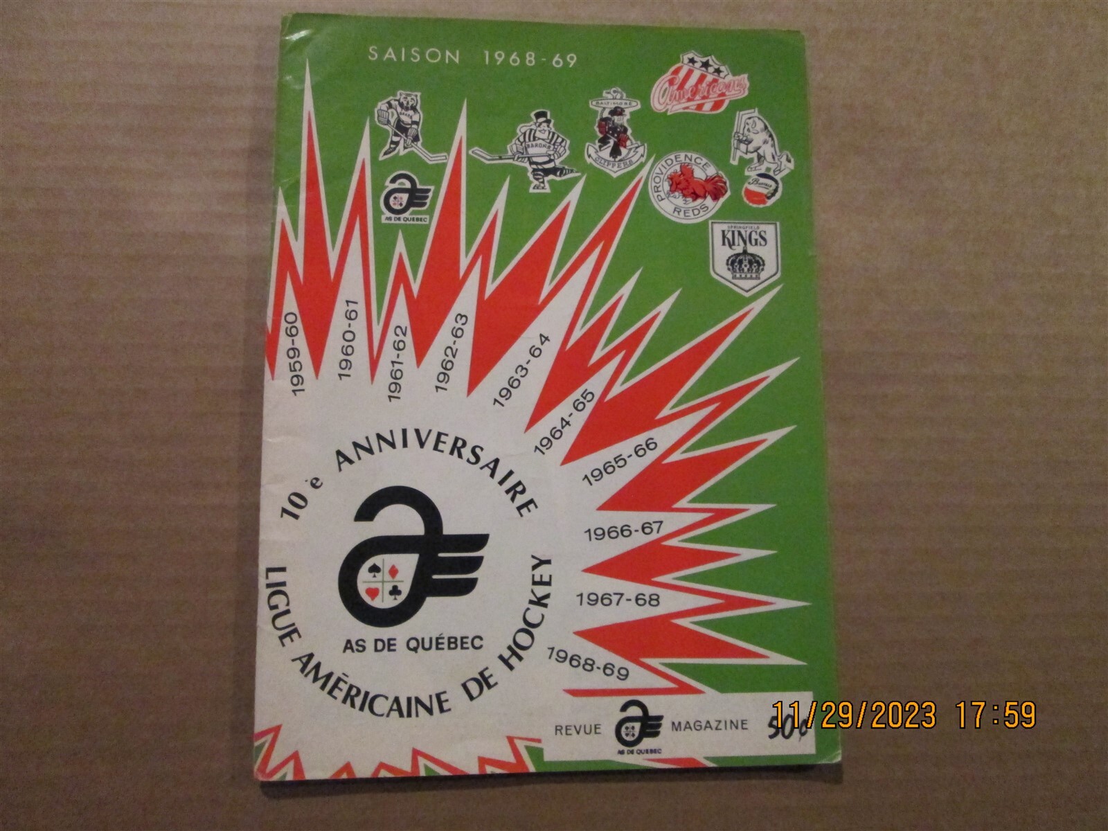AHL Quebec Aces Vintage Defunct 10TH Anniversary 1968-69 Team Logo ...