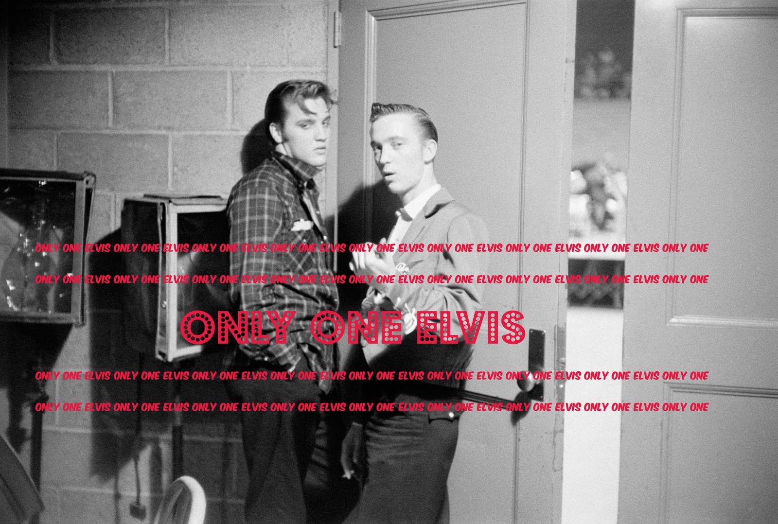 1956 ELVIS PRESLEY Dayton Ohio PHOTO hanging BACKSTAGE with cousin Gene ...