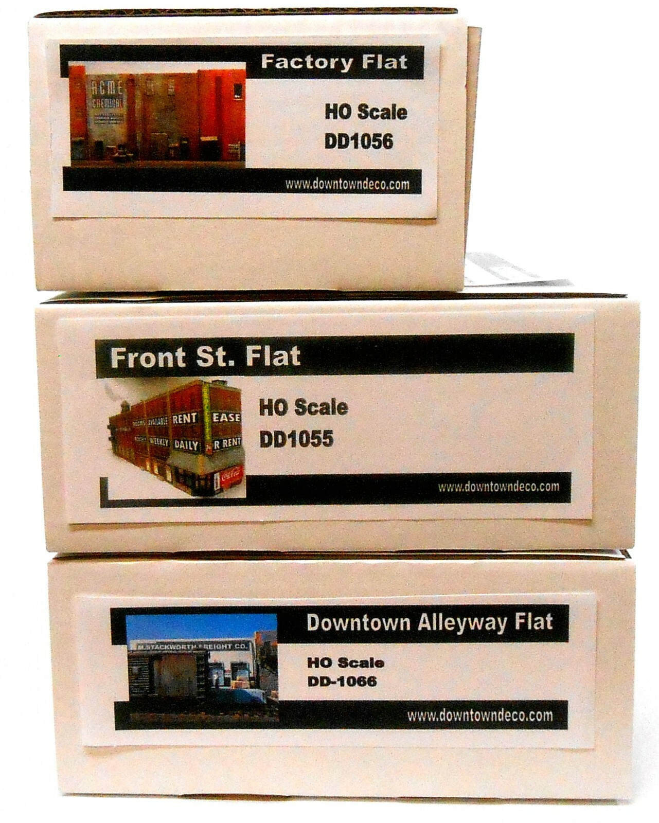 3 Kit Lot Downtown Deco HO Scale Building Backdrop Flats + Detail Set ...