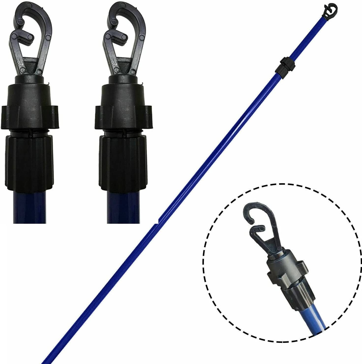 3x Telescopic Clothes Line Prop 2.4m Heavy Duty Washing Prop Line ...