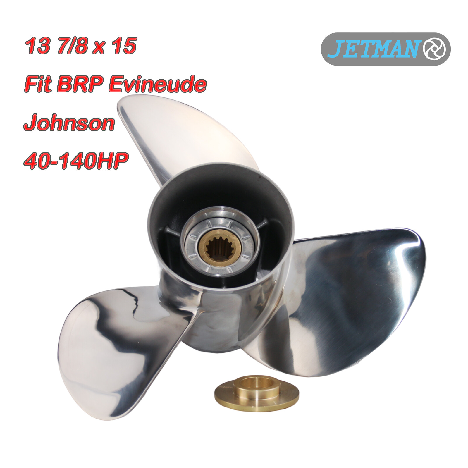 13 7/8 x 15" 13 Spline Propeller For Evinrude Johnson 40-140HP ...
