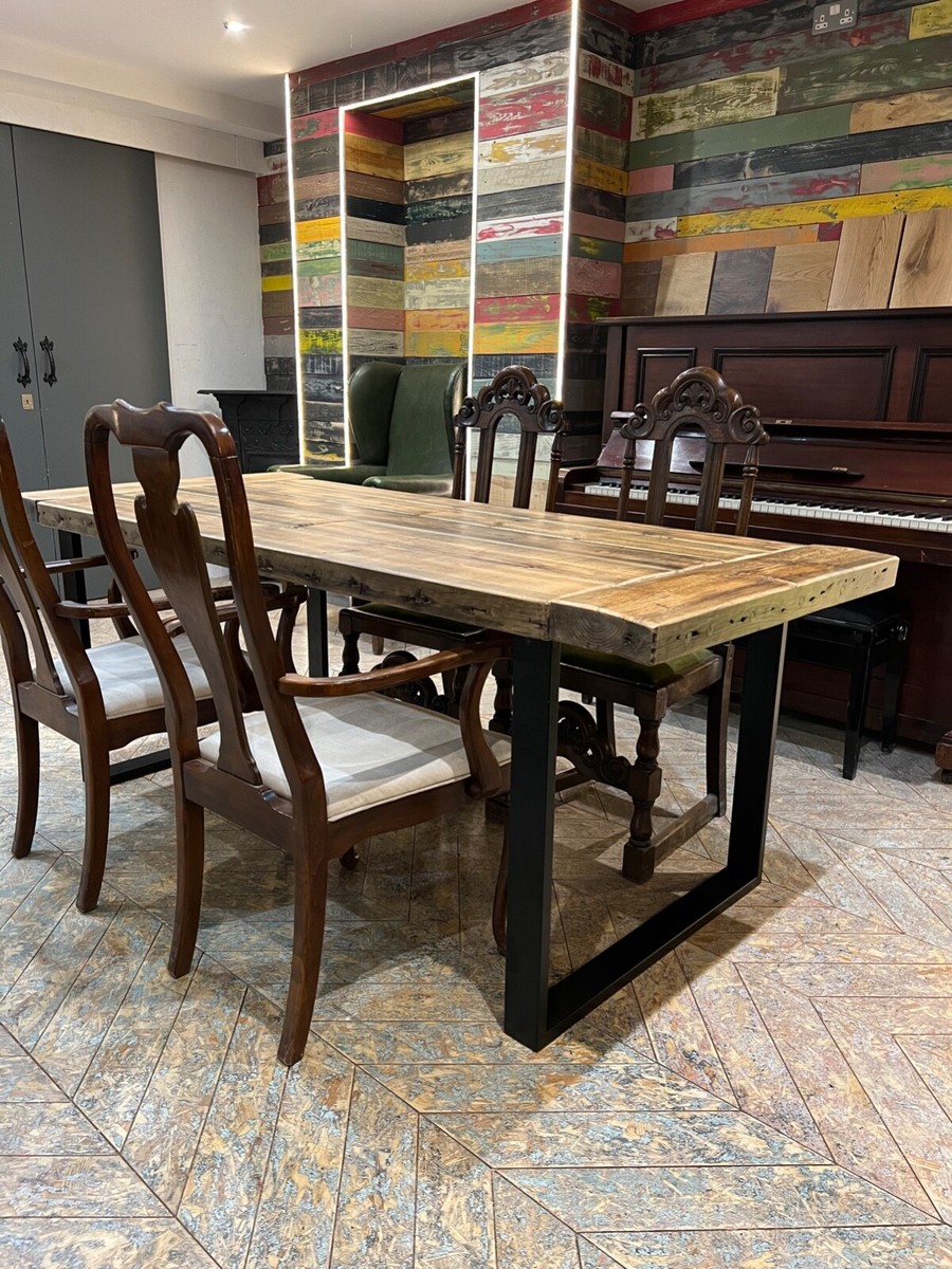 Industrial Reclaimed Dining Table Rustic Solid Antique Walker Edison