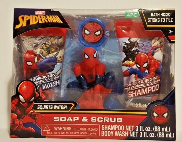 Marvel Spiderman Soap & Scrub Shampoo and Body Wash Bath Set 4pcs for ...