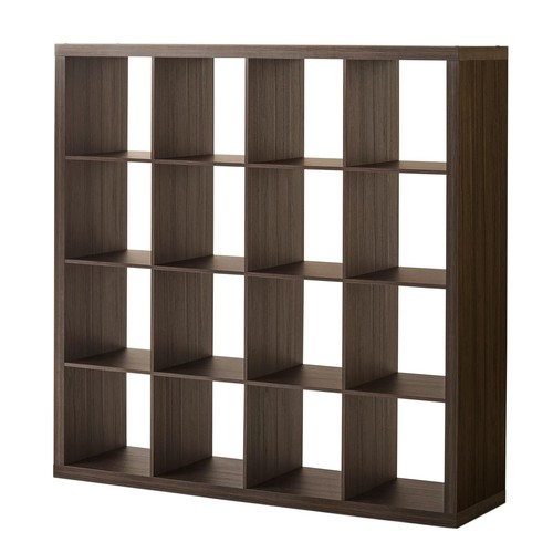 Dark Brown Wooden 16 Cube Bookcase Storage Organizer Office Shelving ...