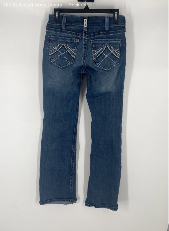 Ariat Womens Blue Cotton Blend 5 Pocket Design Denim Straight Jeans ...