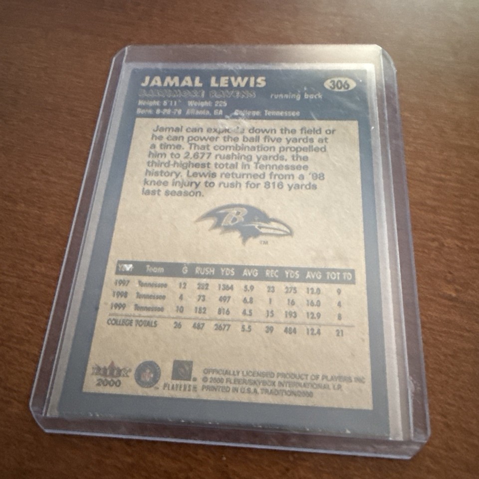 Jamal Lewis Autographed 2000 Fleer Traditions #306 Rookie Card ...